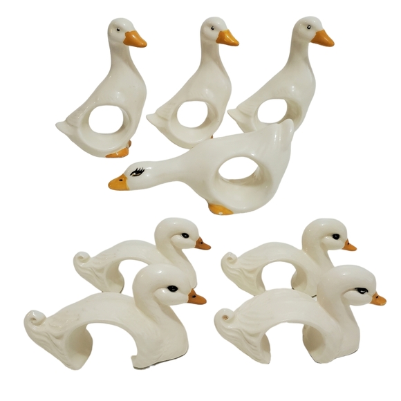 Vintage | Dining | Vintage Ceramic White Duck Goose Napkin Rings Set Of ...